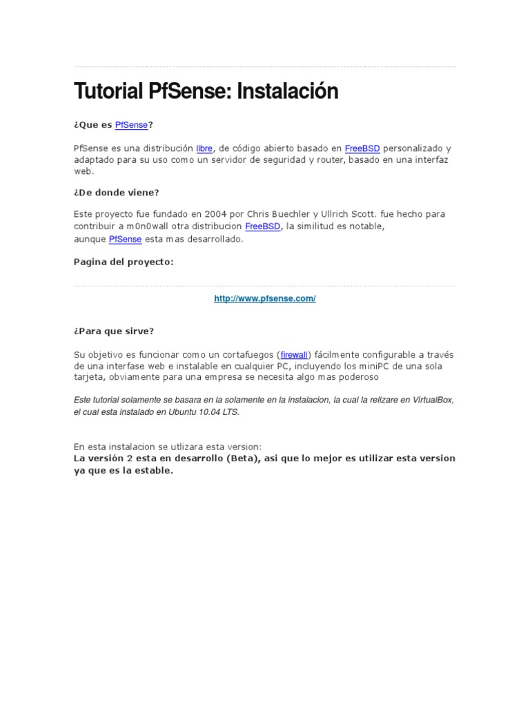 Tutorial PfSense | PDF | Dirección IP | Servidor proxy