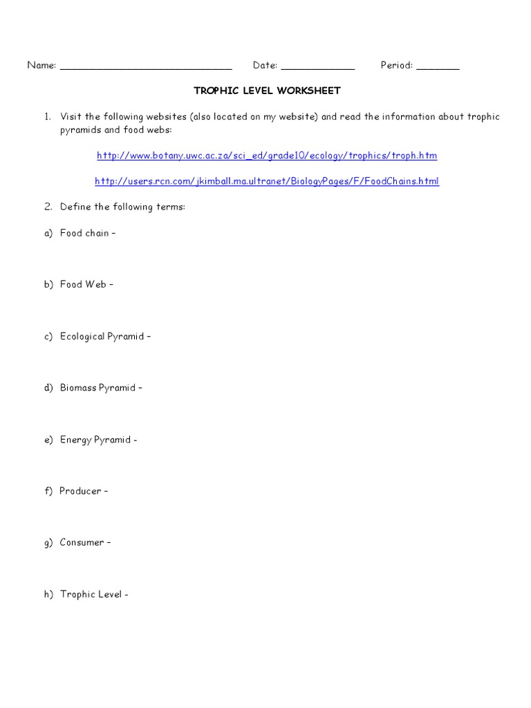 Trophic Levels Assignment | PDF