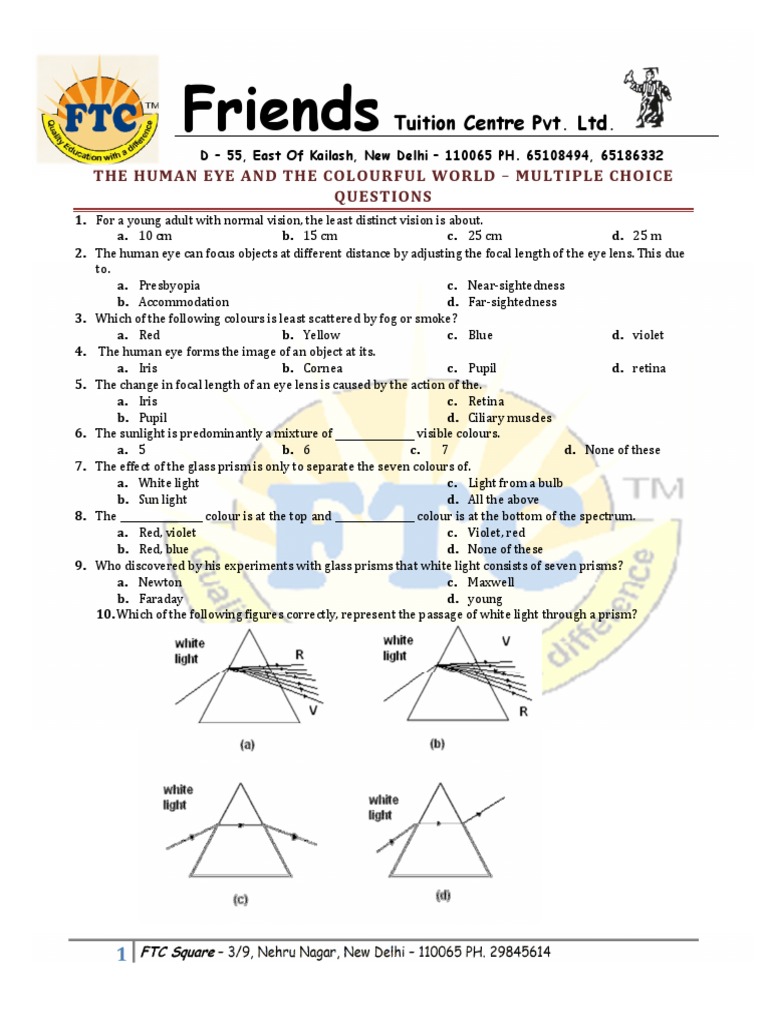 MCQ Human Eye Human Eye Color Free 30 day Trial Scribd