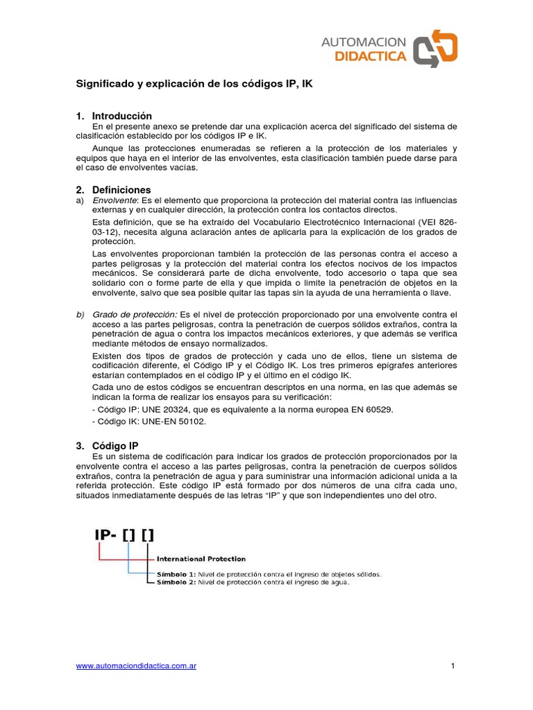 Código IP e IK | PDF | Agua | Naturaleza
