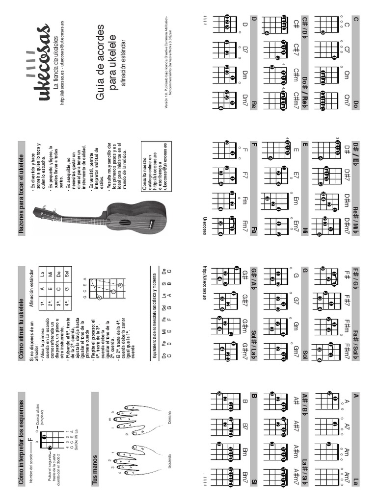 Guía práctica para aprender acordes básicos en ukelele | PDF ...