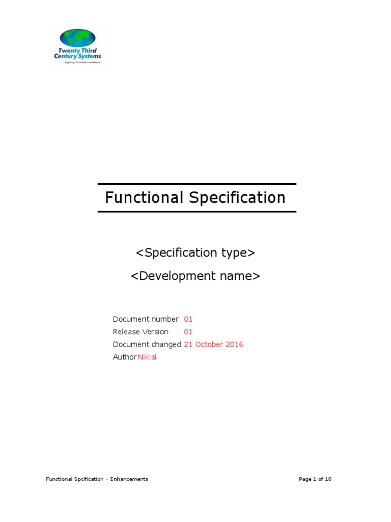 Functional Specification | PDF | Specification (Technical Standard ...