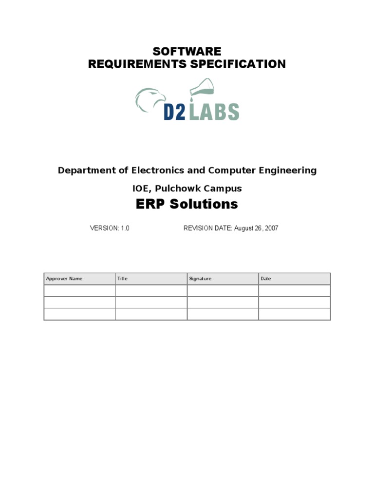 ERP Solutions: Software Requirements Specification | PDF | Enterprise ...