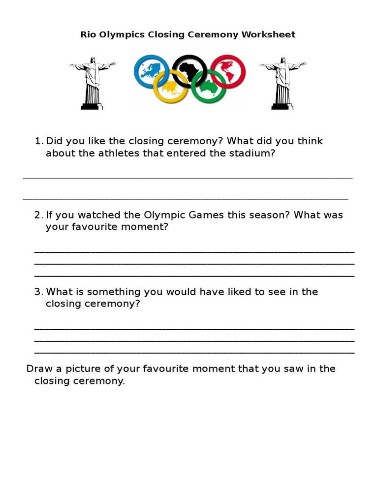 Rio Olympics Closing Ceremony Worksheet | PDF | Sports & Recreation ...