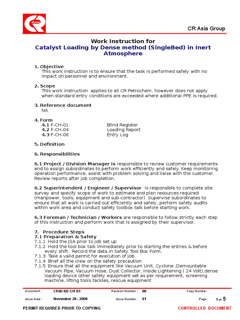 Catalyst Loading by Dense Method (SingleBed) in Inert Atmosphere ...