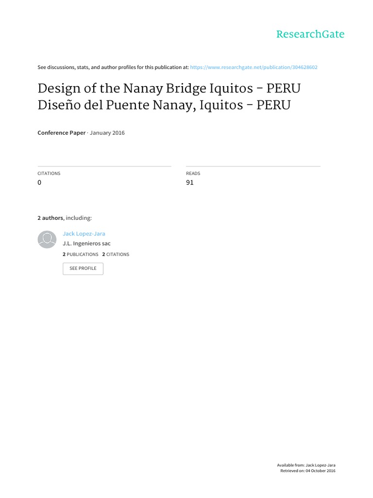 Nanay Bridge PERU | PDF | Deep Foundation | Beam (Structure)