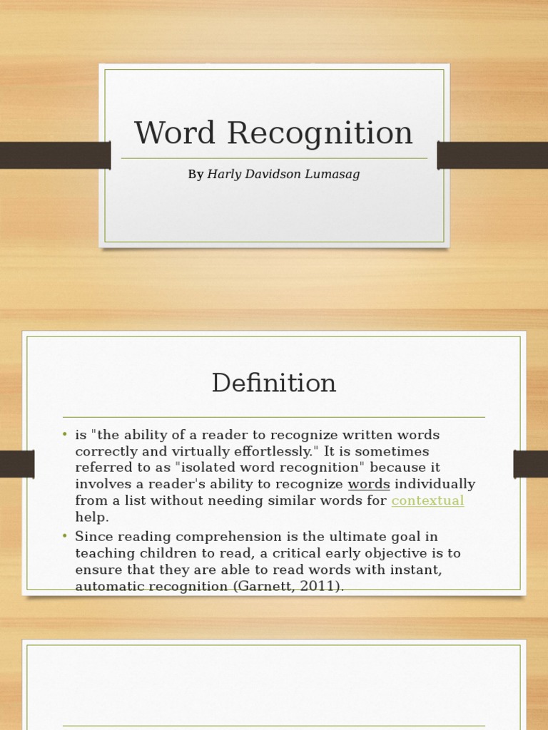 Word Recognition | PDF | Reading (Process) | Reading Comprehension