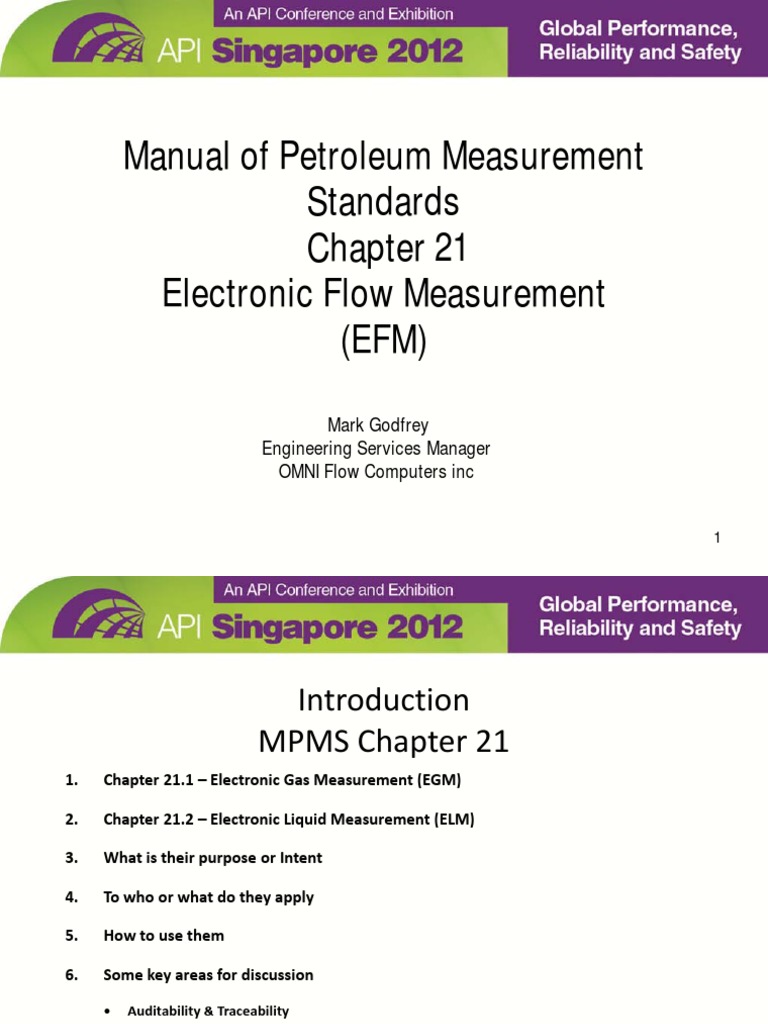 Godfrey - Mark Manual of Petroleum Measurement Standards Chapter 21 EFM Final PDF | PDF | Flow ...