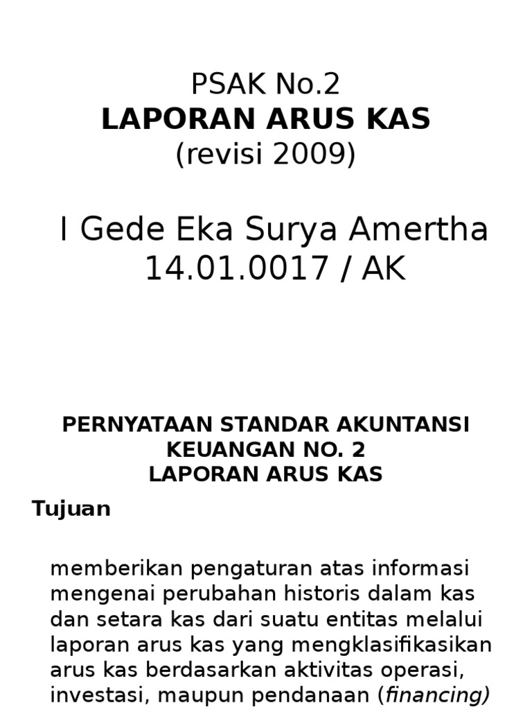 PSAK No. 2 Laporan Arus Kas | PDF