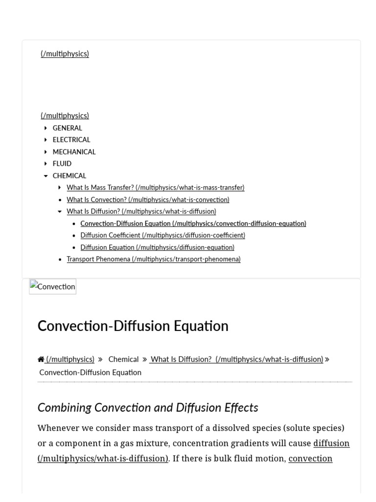 Convection-Diffusion Equation - COMSOL | PDF | Laminar Flow | Diffusion