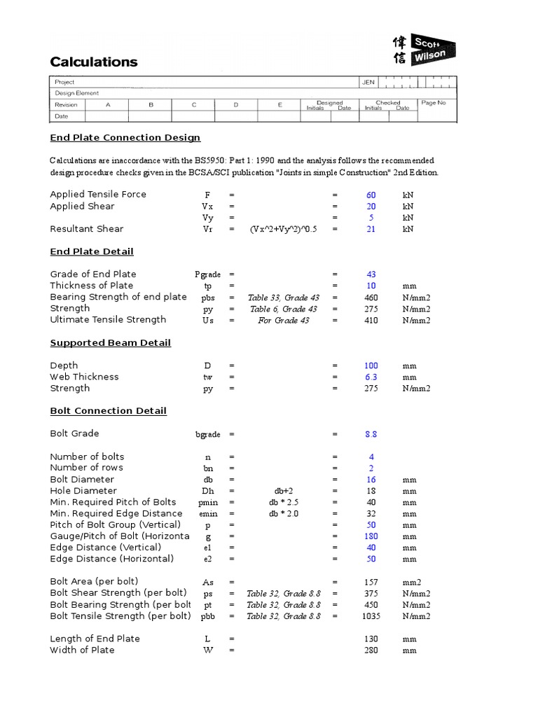 End Plate Connection Design Analysis | PDF | Screw | Beam (Structure)
