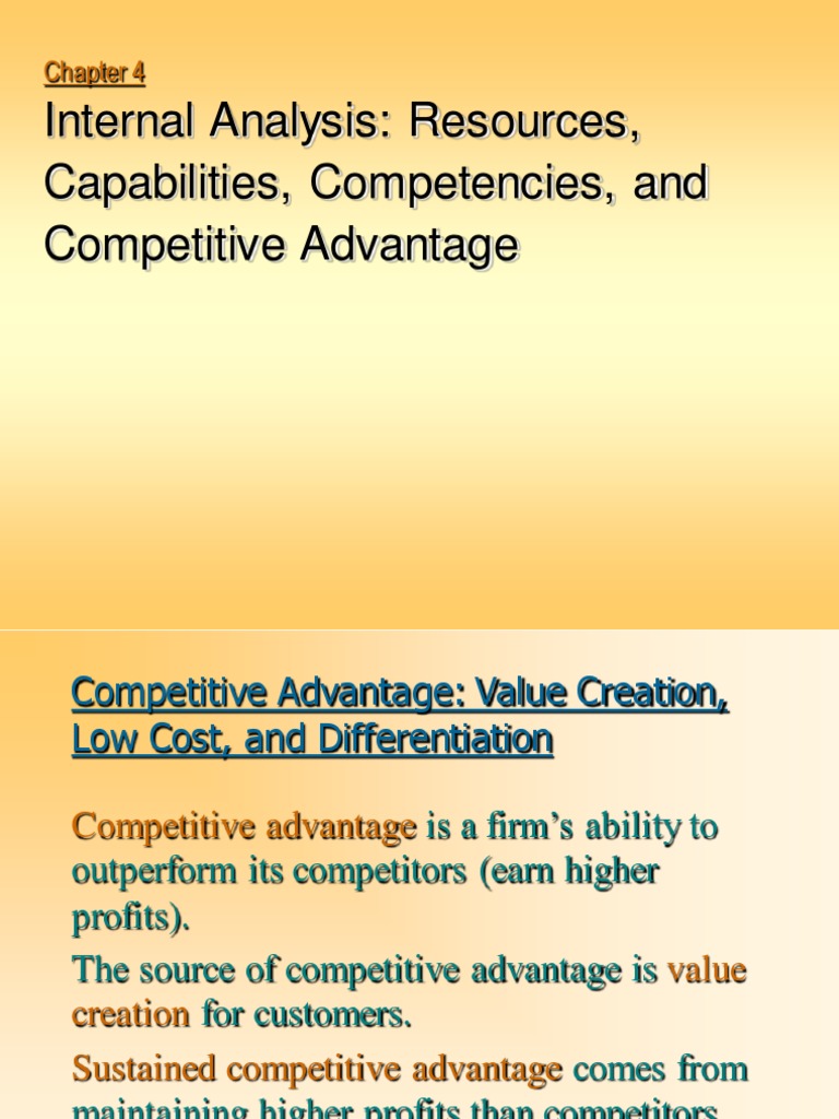 Internal Analysis: Resources, Capabilities, Competencies, and ...