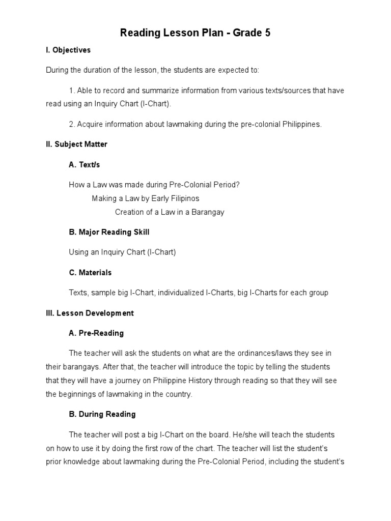 Grade 5 Lesson Plan | Download Free PDF | Lesson Plan