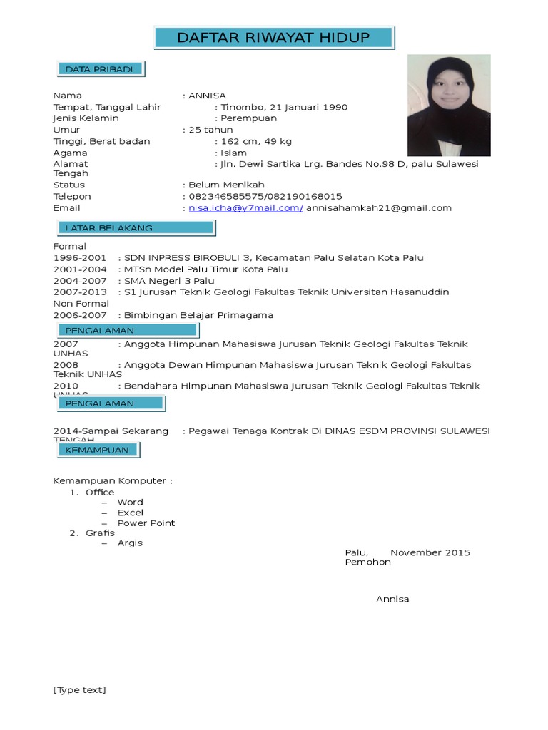 Data Pribadi (CV) | PDF