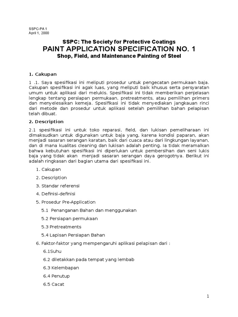Panduan Pengecatan Baja SSPC-PA 1 | PDF | Teknologi & Rekayasa