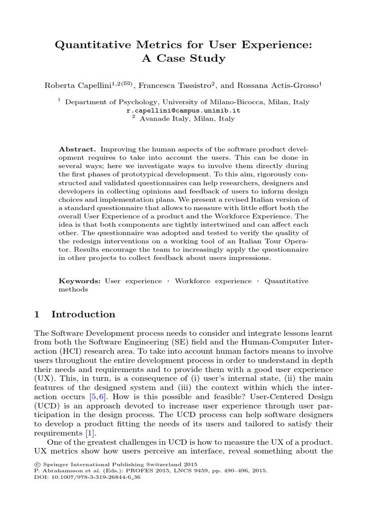 Quantitative Metrics For User Experience: A Case Study | PDF | User ...