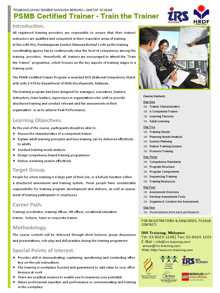 PSMB Certified Train the Trainer Course | PDF | Facilitator ...