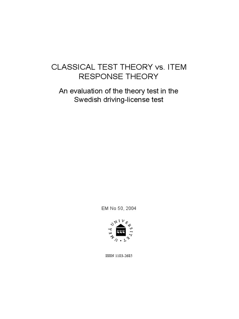 Classical Test Theory Vs Item Response Theory | PDF | Test (Assessment ...