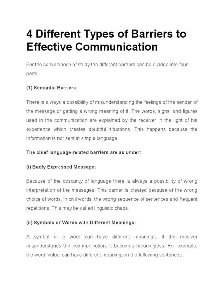 4 Different Types of Barriers to Effective Communication | Body ...