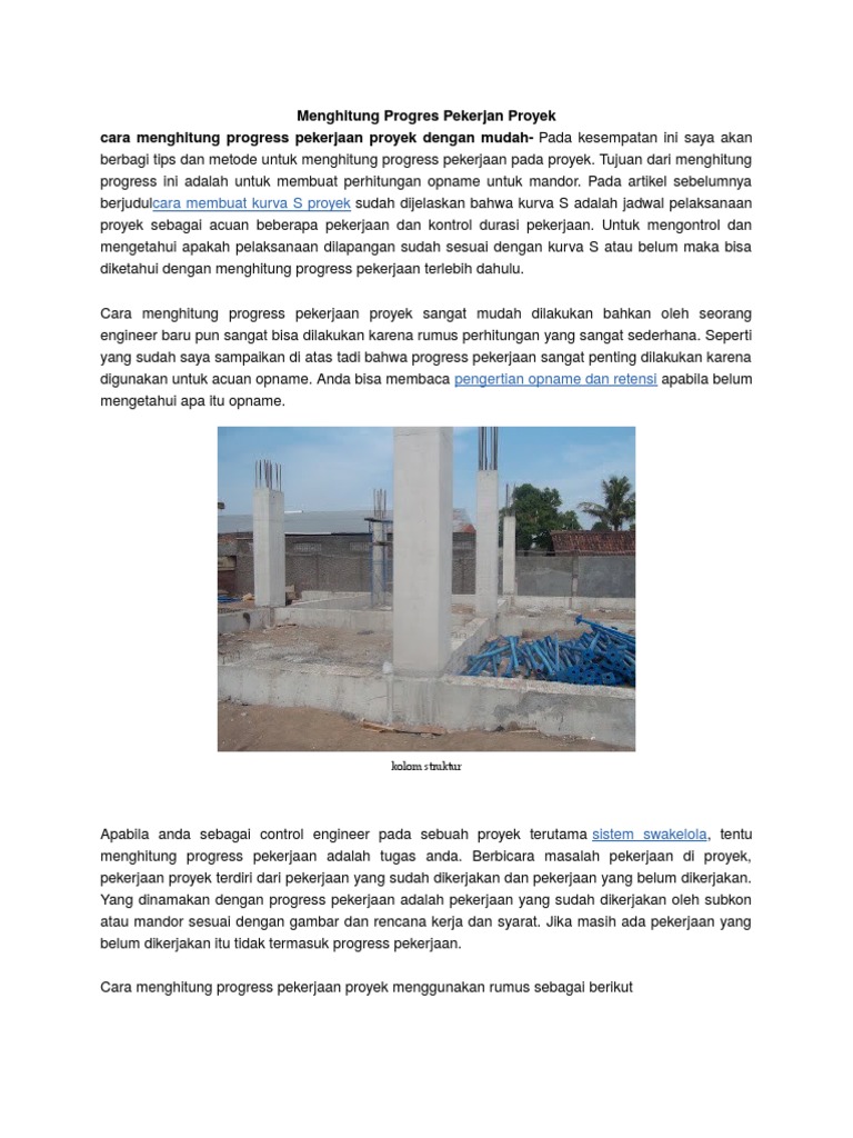 Menghitung Progress Pekerjaan Proyek | PDF