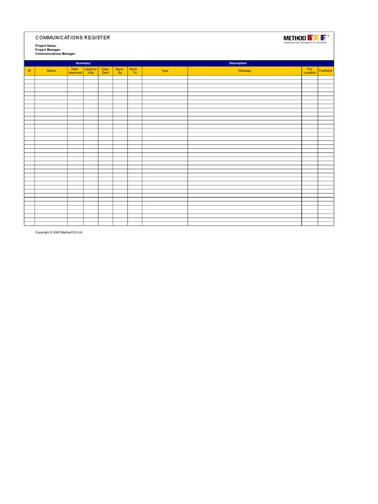 Execution Template - Communications Register | PDF | Computing ...