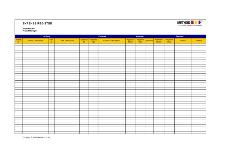 Execution Template - Expense Register | PDF