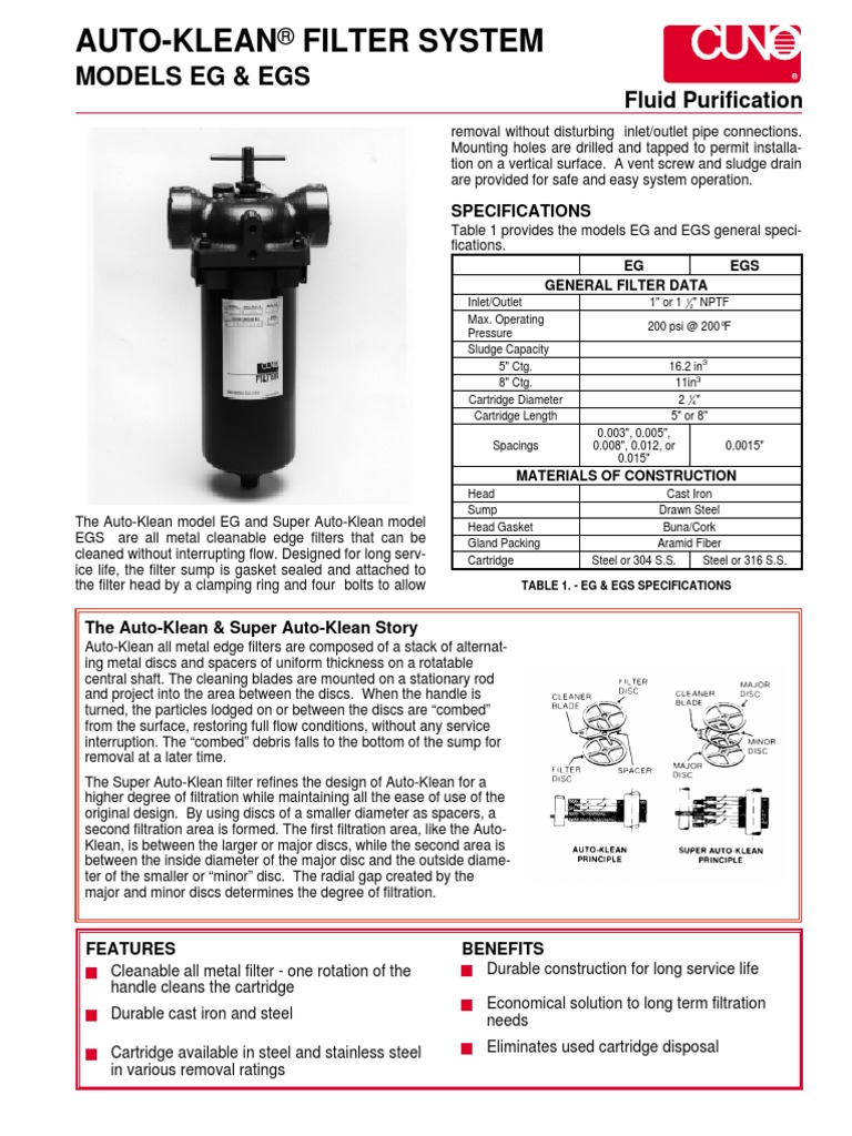 Auto-Klean Filter System Cuno | PDF | Filtration | Chemistry