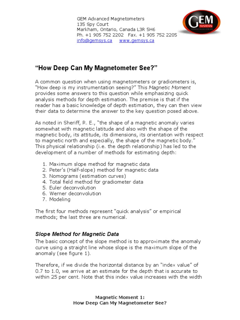 GEM Depth of Penetration | PDF | Magnetometer | Magnetic Field