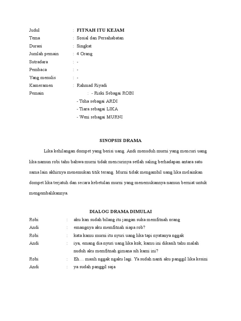 Dialog Fitnah Itu Kejam | PDF