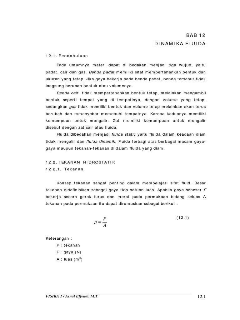 Bab 12 Dinamika Fluida PDF | PDF