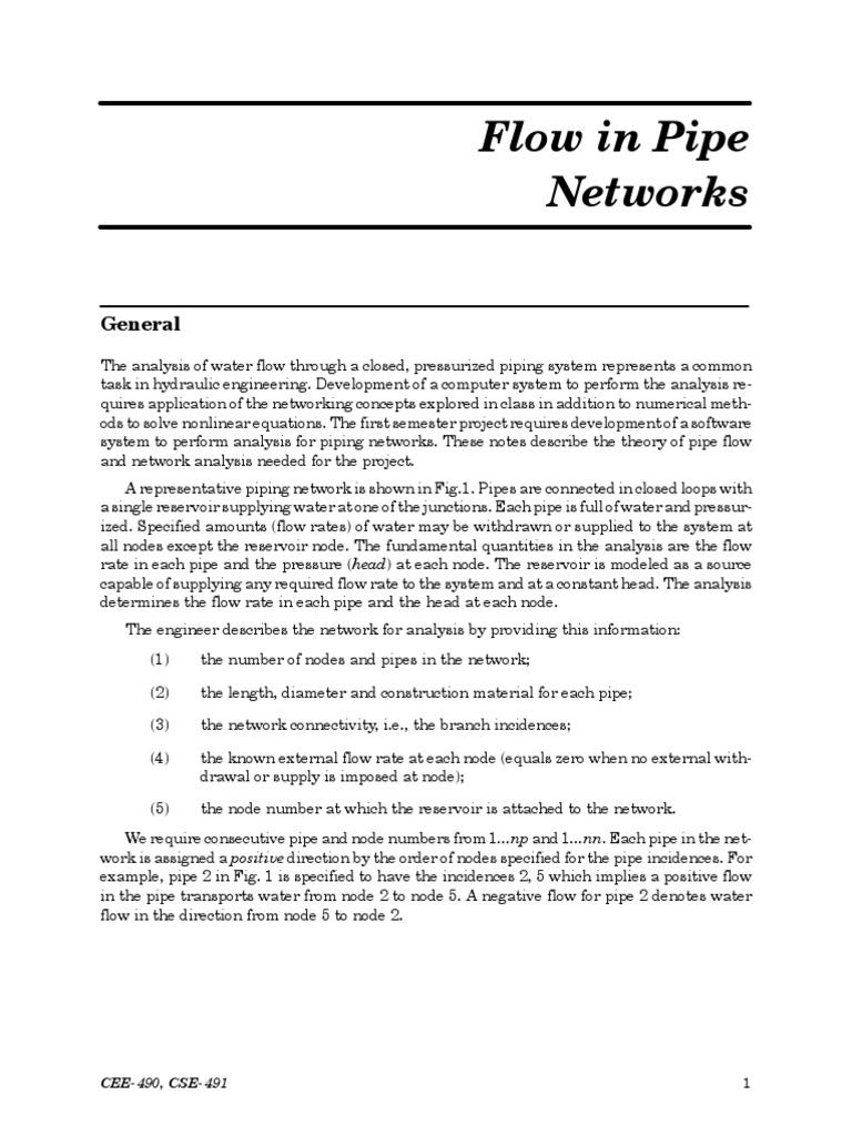 Flow in Pipe Networks: General | PDF | Nonlinear System | Equations