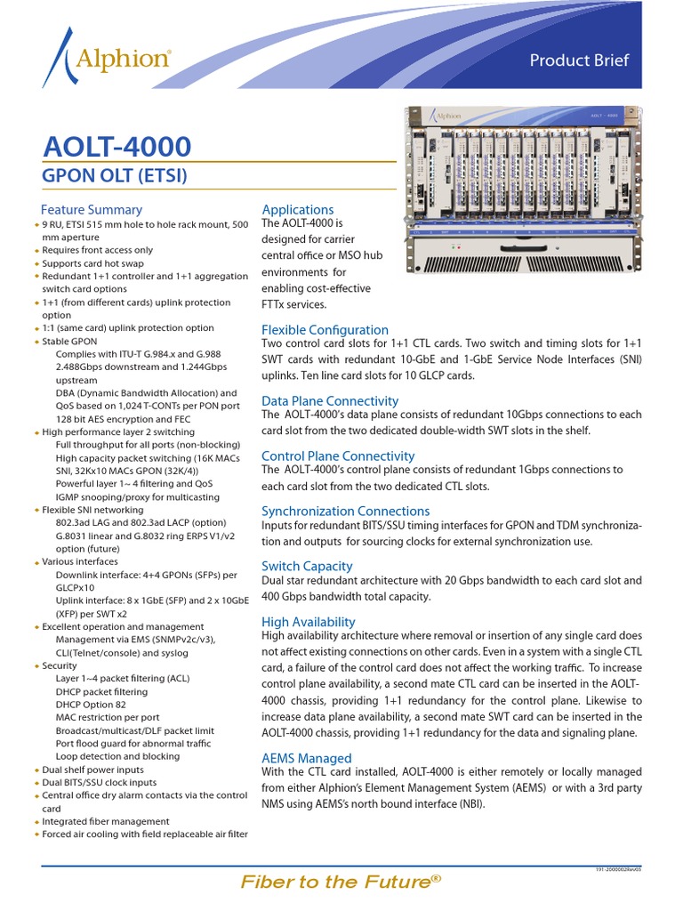 Alphion Olt | PDF | Network Switch | Quality Of Service