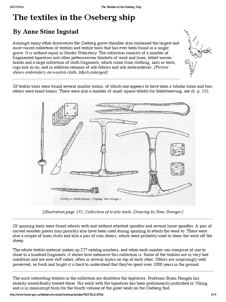 The Textiles of The Oseberg Ship | PDF | Weaving | Textiles