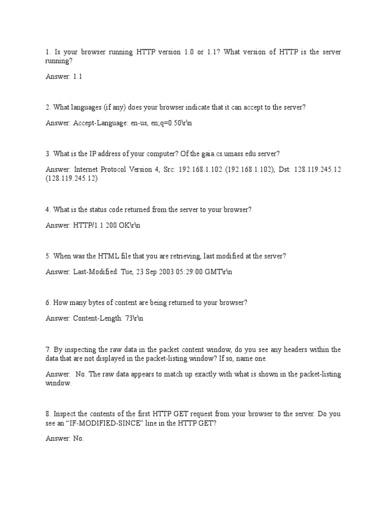 HTTP Wireshark Assignment | PDF | Hypertext Transfer Protocol | Hypertext