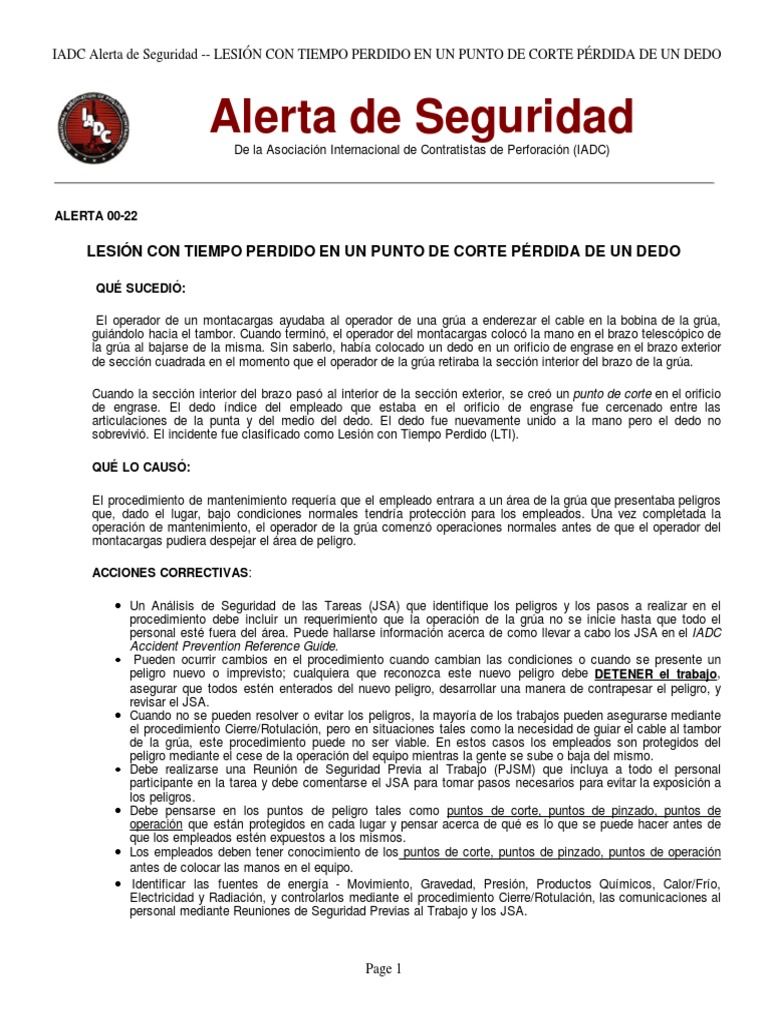 Alerta de Seguridad IADC | PDF | Máquina elevadora | Energía y recursos
