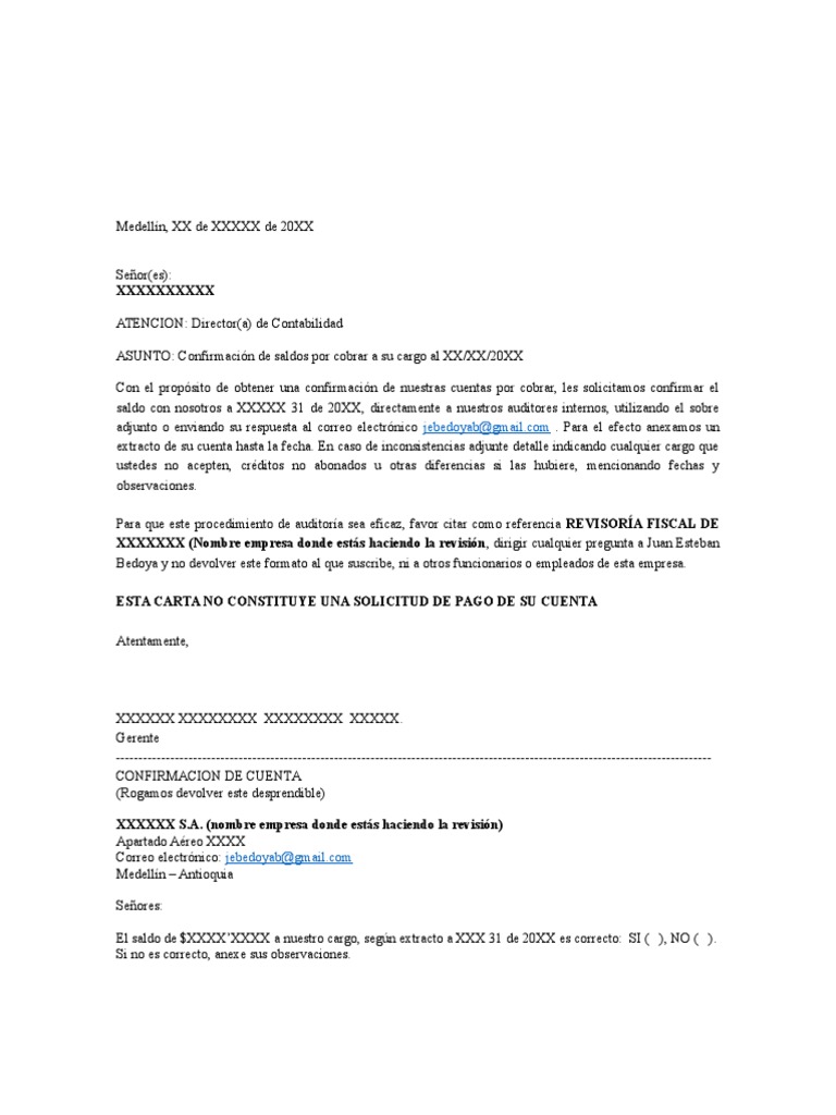 Modelo Carta Circularización | PDF | Business