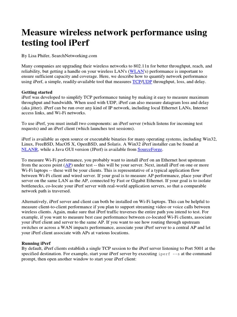 Measure Wireless Network Performance Using Testing Tool Iperf PDF | PDF ...