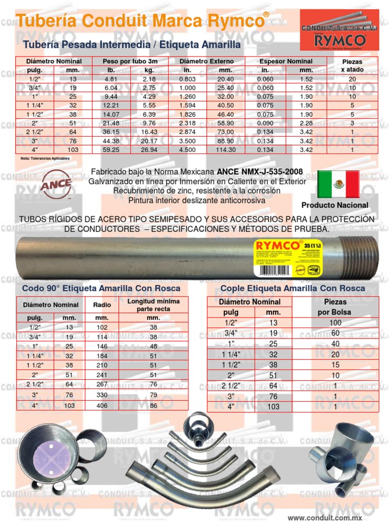Especificaciones de Tubería Conduit Rymco | PDF | Tecnologías de gas ...