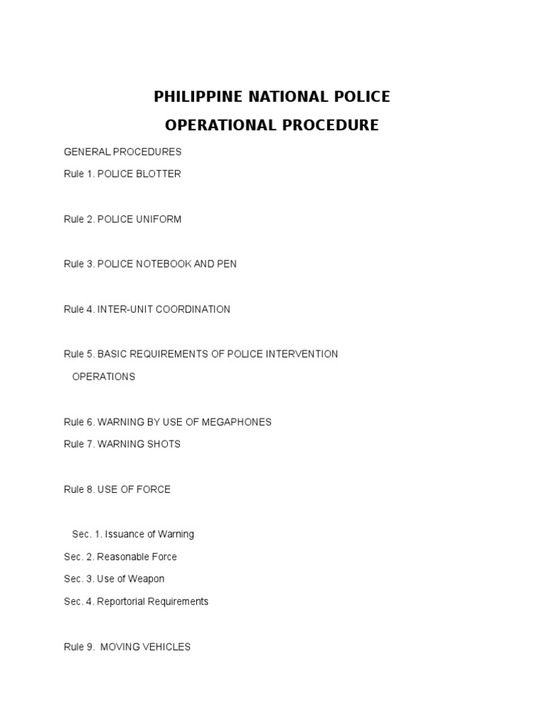 PNP Operational Procedures Overview | PDF | Search Warrant | Arrest