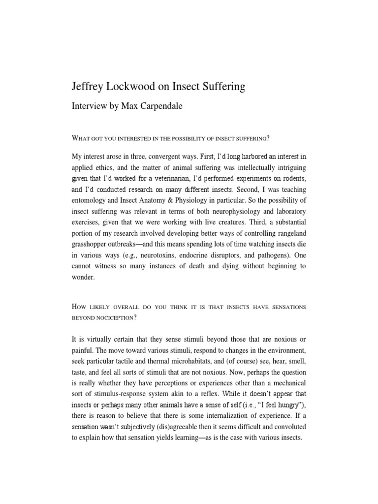 Lockwood Insect Suffering | PDF | Senses | Suffering