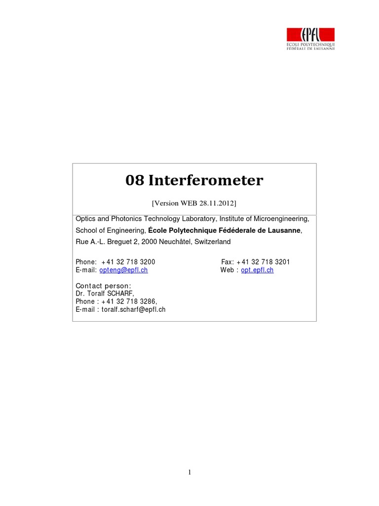 Optical Engineering - Interferometry WEB | PDF | Interferometry | Coherence (Physics)