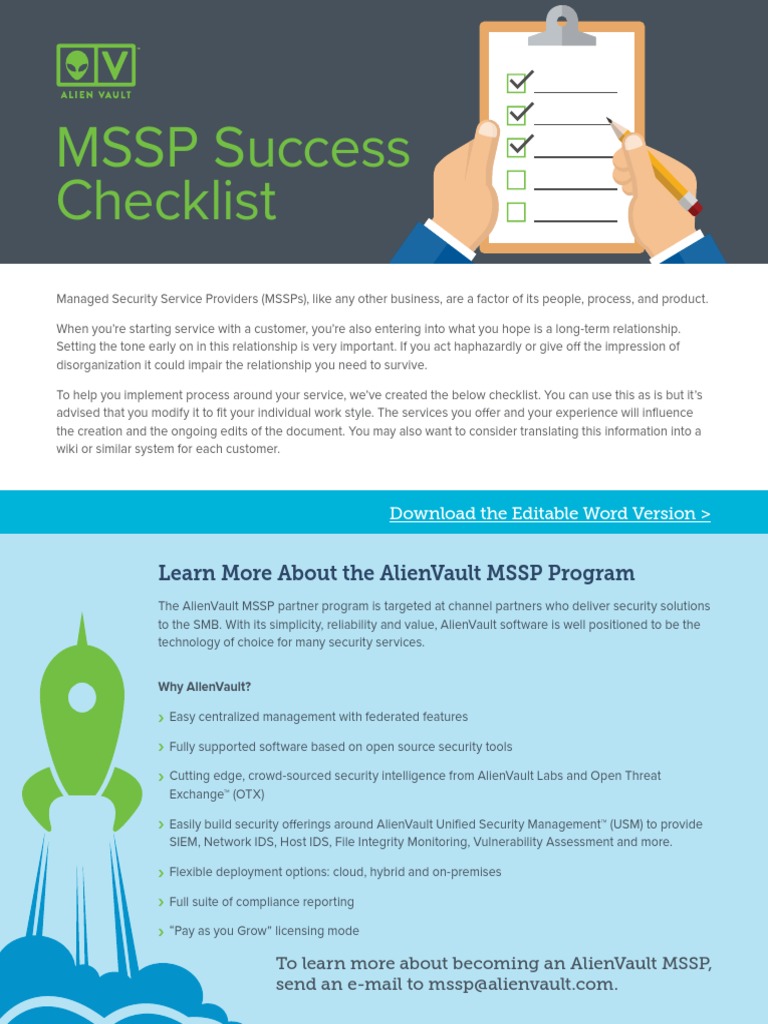 MSSP Sucess Checklist | PDF