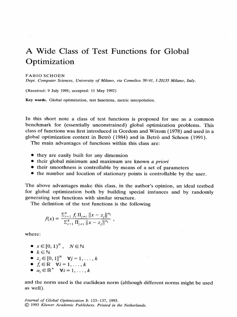 A Wide Class of Test Functions For Global Optimization | PDF ...