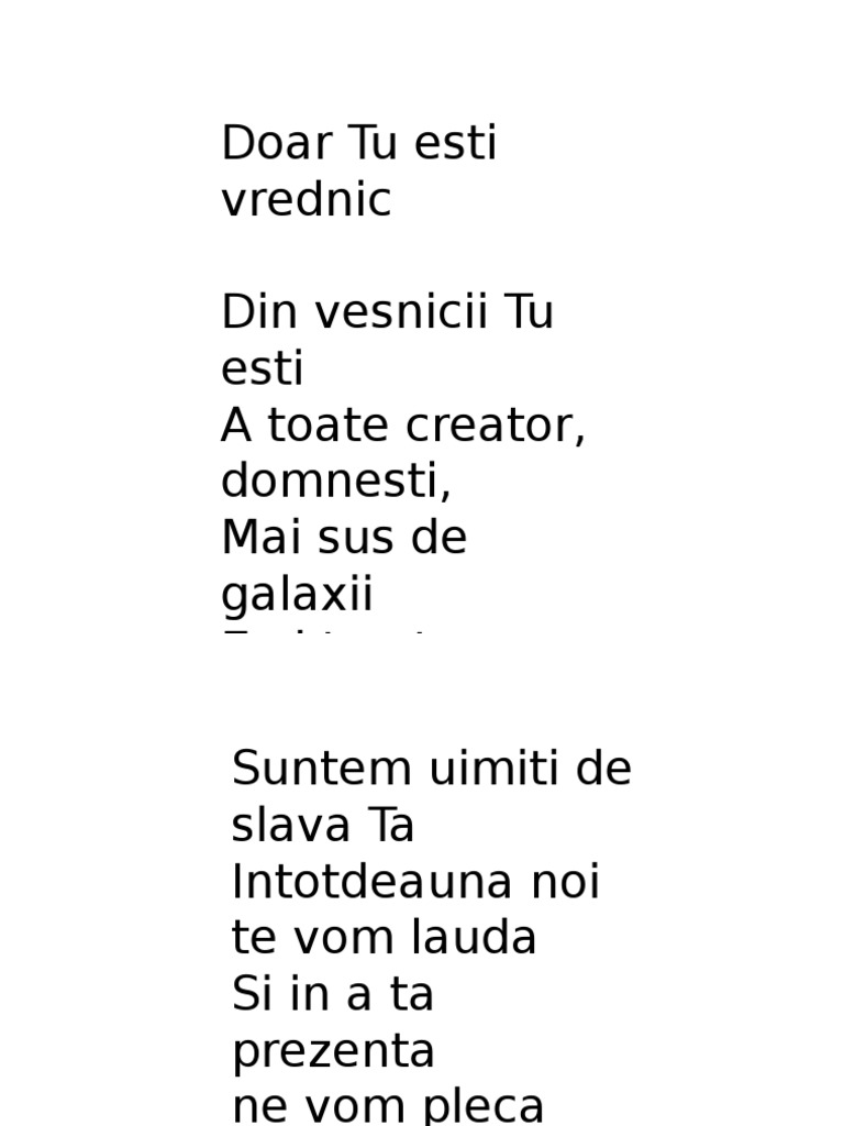 Doar Tu Esti Vrednic | PDF