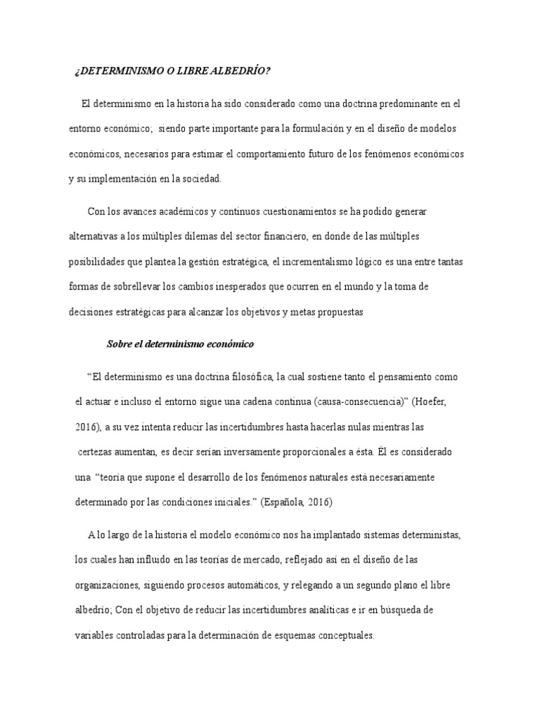 Determinismo Lógico o Libre Albedrío | PDF | Determinismo | Toma de decisiones
