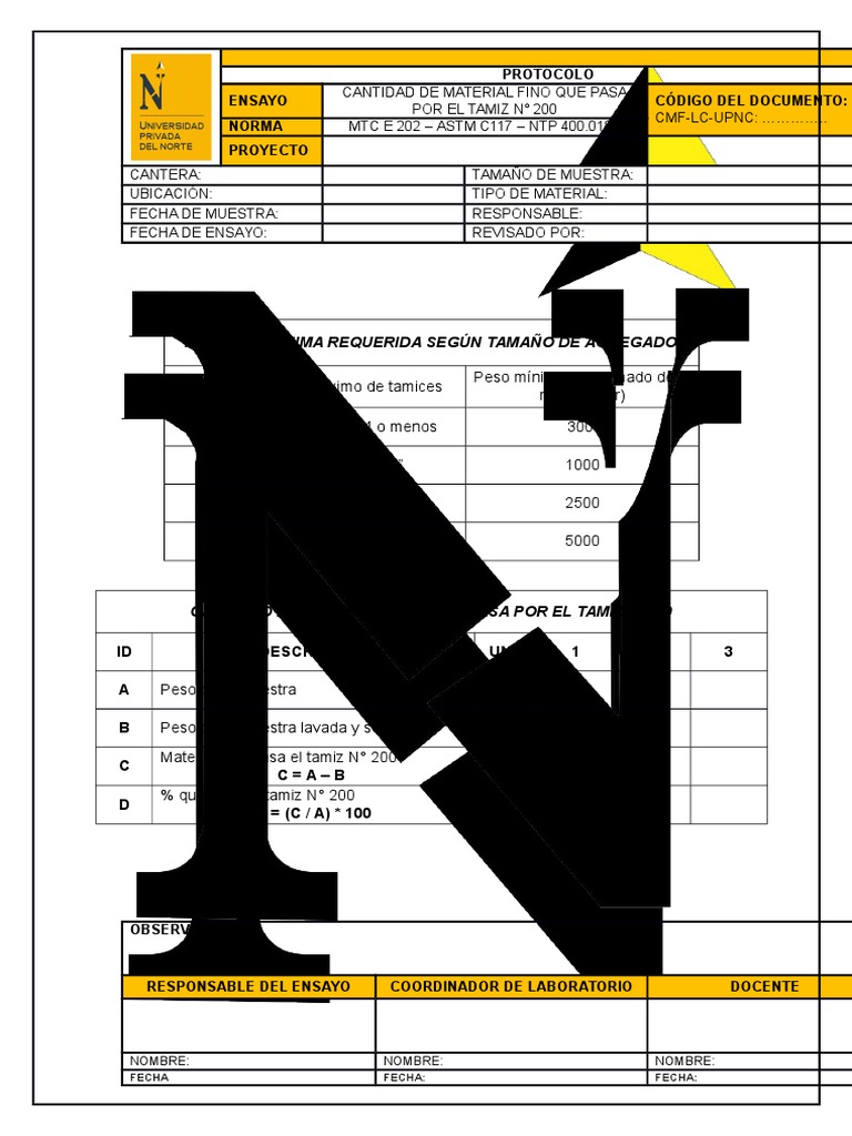 1.1 Cantidad de Material Fino Que Pasa Por El Tamiz #200 | PDF