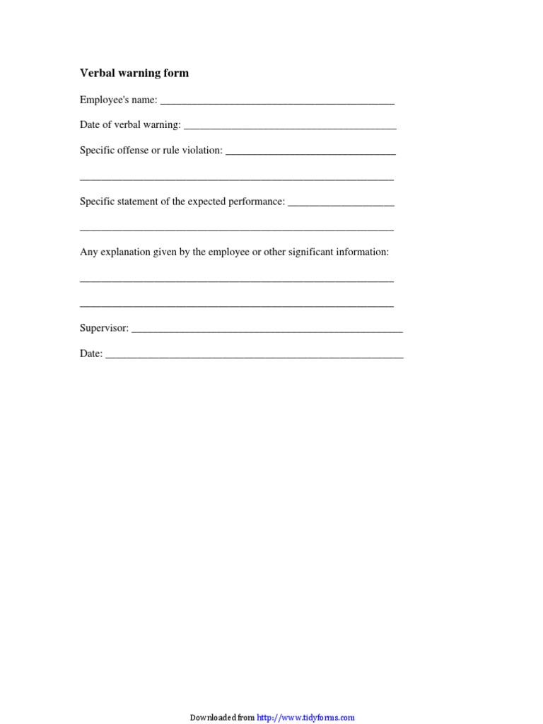 Verbal Warning Form: Downloaded From | PDF