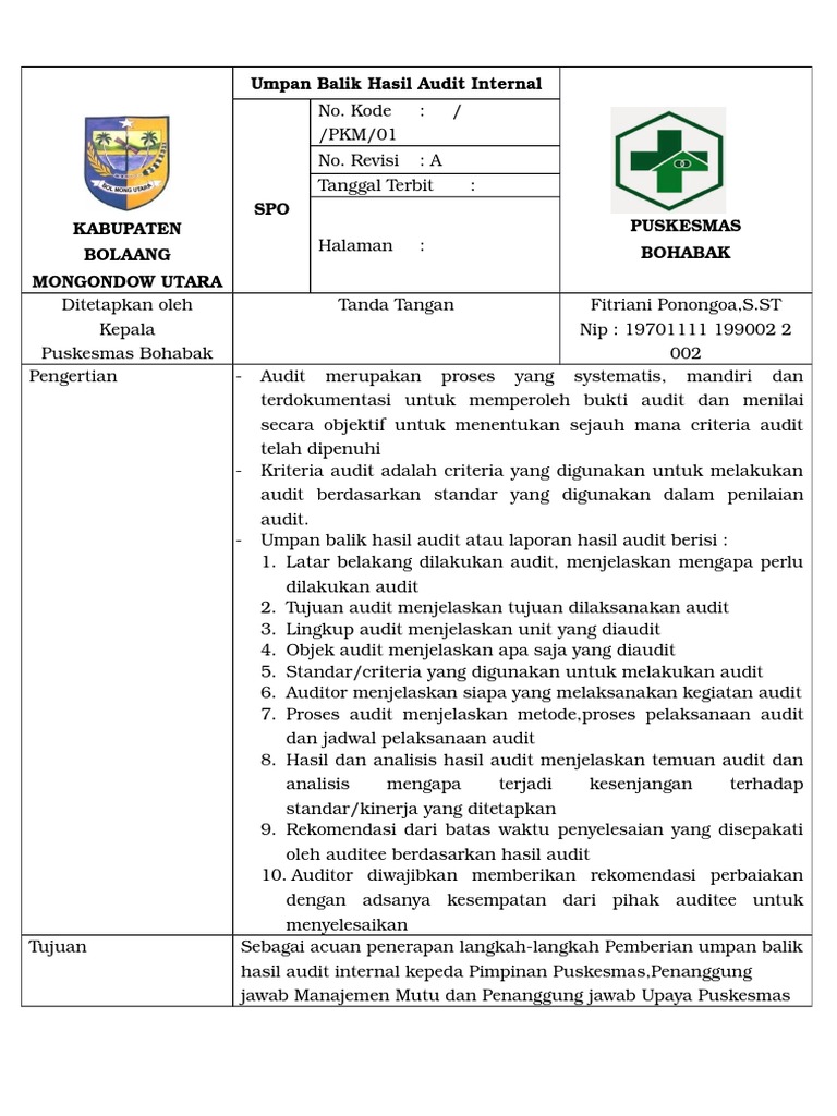 Umpan Balik Hasil Audit Internal | PDF