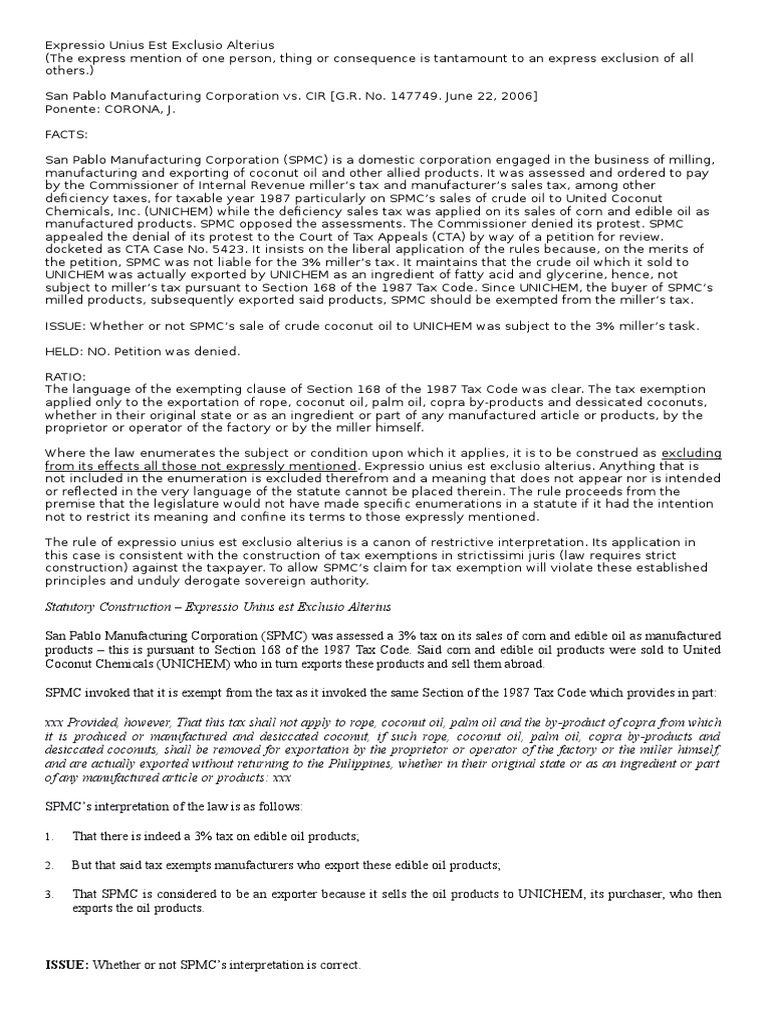 San Pablo Manufacturing Corporation Vs CIR | PDF | Statutory ...