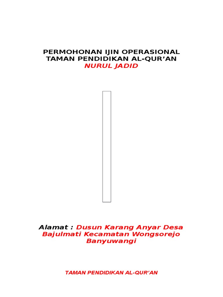 Pengajuan Ijin Operasional TPQ | PDF